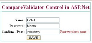 Compare Validator control in ASP.Net.