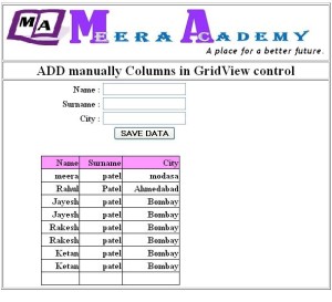 Add manually columns to Gridview in ASP.Net.