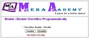 Enable / Disable CheckBox Control Programmatically in ASP.Net