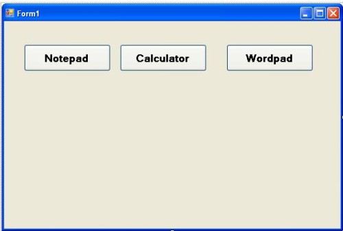 Open Notepad and Calculator from Windows Application C#