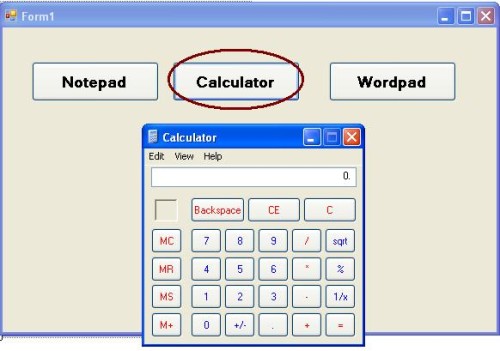 Open Notepad and Calculator from Windows Application C#