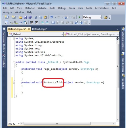 how to write C# code in aspx.cs page in ASP.Net