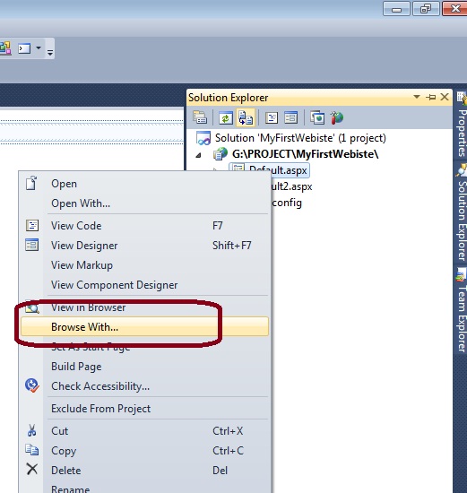 How To Change Browser In Visual Studio 2010 