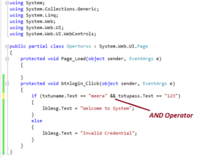 Logical Operators in C#.Net