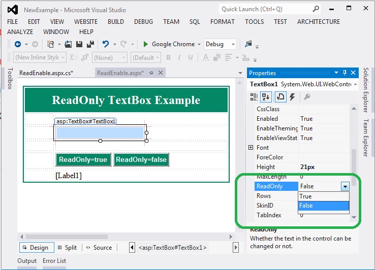 Enabled And ReadOnly TextBox In ASP Net