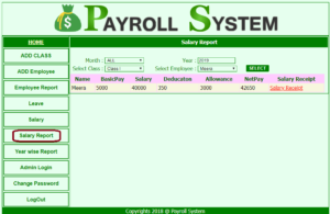 Employee payroll management system asp.net project