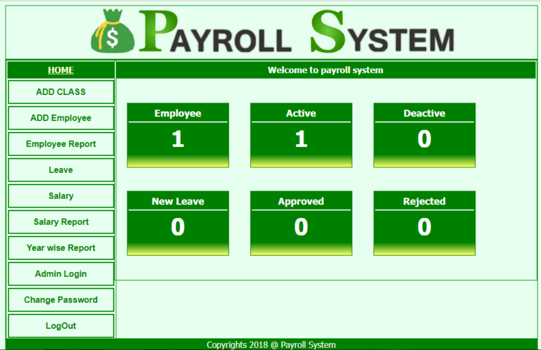 Employee payroll management system asp.net project