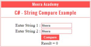 String Compare Method in C#