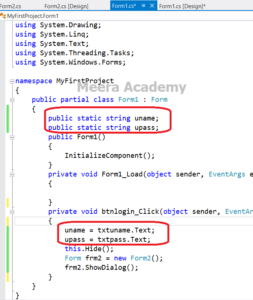 Pass Data from one Form to another Form in Windows Application