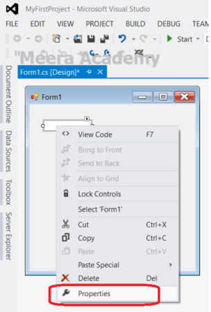 Set Server Controls Properties in C# Windows Forms.